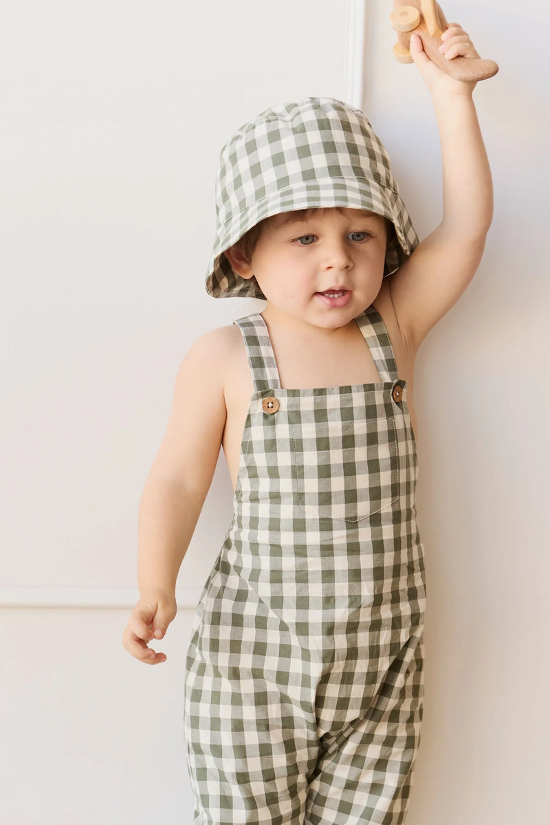 Organic Cotton Kingston Overall - Gingham Grape Leaf – Rosalyn + Rae